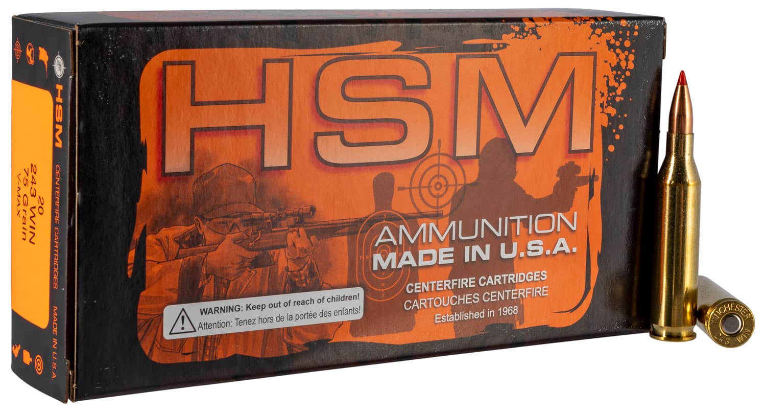 HSM 2432N Varmint 243 Win 75 gr Hornady V Max 20 Per Box/ 25 Case ...
